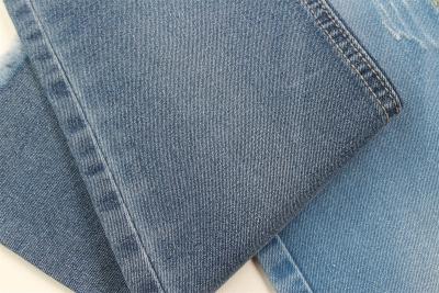 China 9.2oz Cotton Polyester Spandex Denim Fabric Recycled Yarn Dark Blue Sanforizing for sale