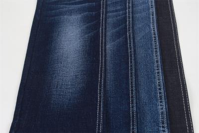 China 10.5Oz Crosshatch Slub Denim Fabric With Stretch Soft Hand Feel Black Color for sale