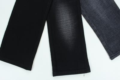 China 11.2 Oz  Black And Black Backside Crosshatch Slub Denim Fabric for sale