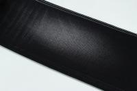 China 13.5oz Super Dark Black Color Denim Fabric Rigid 100% Cotton Recycle Yarn For Worker Jean Cloth Black Black Backside for sale