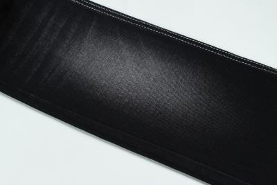 China 13.5oz Super Dark Black Color Denim Fabric Rigid 100% Cotton Recycle Yarn For Worker Jean Cloth Black Black Backside for sale