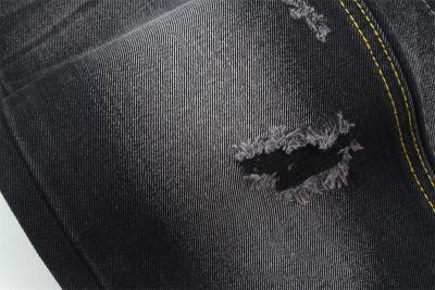 China 11oz  Denim Fabric Rigid 56%C 44%P Black And Black Backside Full Width 180cm for sale
