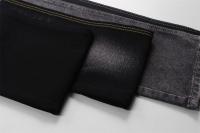 China 190cm 12oz Black Black Cotton Polyester Rigid Denim Fabric For Jeans for sale
