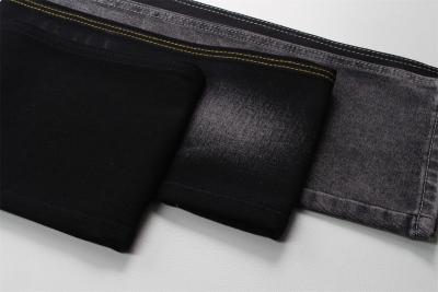 China 190cm 12oz Black Black Cotton Polyester Rigid Denim Fabric For Jeans for sale