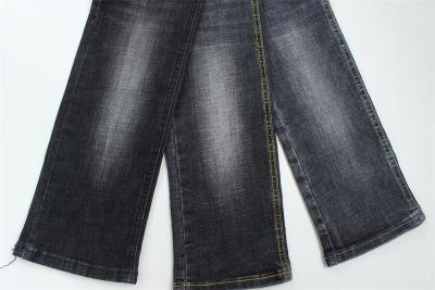 China Supreme Quality Dark Black Crosshatch Slub Stretch Denim Fabric For Men Jeans for sale
