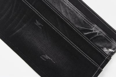 China Supreme  Quality Dark Black Slub Stretch Denim Fabric For Jeans for sale
