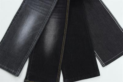China Dark Black Color High Stretch Slub Denim Fabric For Kids and Women Jeans for sale