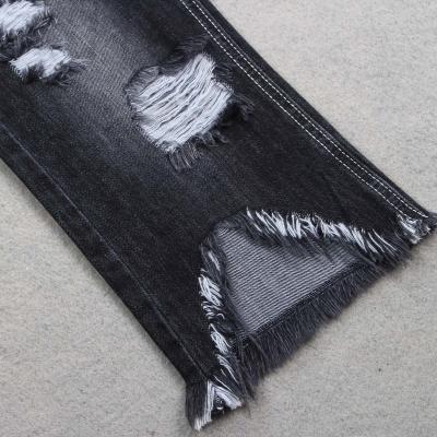 China 9.8oz Sulfur Black Warp Slub Denim fabric 100%cotton desizing jeans fabric for sale