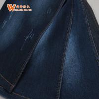 China 77% C 21% P 2% S 9oz Black Blue Jeans Blend Cotton Polyester Denim Fabric for sale