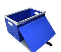 China Durable Plastic Corrugated Foldable Box 600x400x220mm Stackable PP Storage Bin Black Blue Customizable for sale