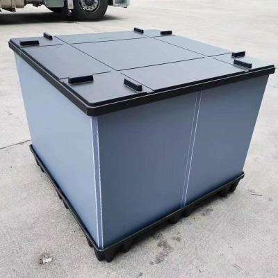 China 1120mm Collapsible Pallet Bin with 6mm HDPE Base and 90mm PP Sides for Agricultural Storage for sale