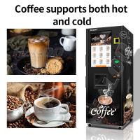China Haloo 32 inch touch screen solid instant coffee vending machine with built-in water pump and semiconductor refrigeration for sale