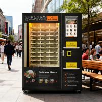 China 24-hour self-service fast food lunch box vending machine with steel door frame and dual microwave heating function for sale