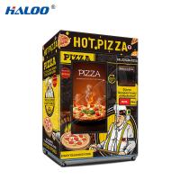 China 55-inch touchscreen pizza vending machine with heating and baking system, featuring an LED lightbox on the top of the pizza machine for sale
