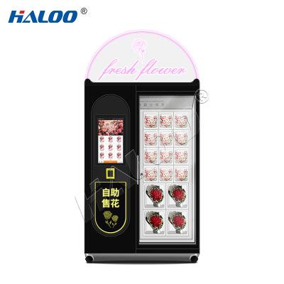 China Haloo vending machine supplier 16 grid automatic flower vending machine, using metal sheet and refrigeration system for sale