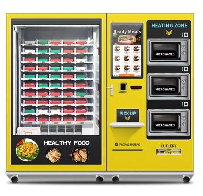 China 32 inch touch screen large capacity semi-automatic lunch box machine with 3 microwave ovens, customizable stickers for the entire machine for sale