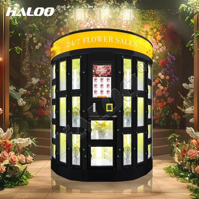 China Haloo flower vending machine with thickened metal plate for durability comes with SDK function and refrigeration system for sale