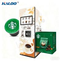 China Haloo 21.5-inch touch screen commercial capsule coffee vending machine can hold 168 cups of 14 types of coffee for sale