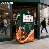 China Haloo 27 inch touch screen hot and cold beverage capsule coffee machine with 14 flavors and automatic cleaning function for sale