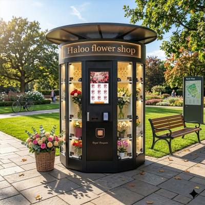 China Outdoor Half Round Flower Vending Machine | Refrigerated Preservation and 24/7 Outdoor Unmanned Retail Solution for sale