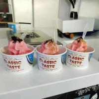China Quick Making Automatic Soft Ice Cream Vending Machine With Attractive LED Colorful Lights And LED Light Box for sale