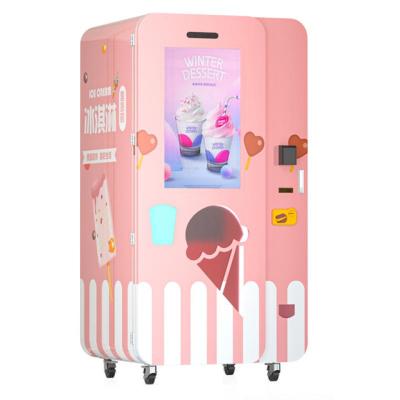 China Halo fully automatic outdoor soft ice cream vending machine with 32 inch touch screen and automatic cleaning function for sale