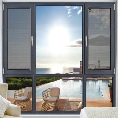 China Aluminium Casement Window with 35dB Noise Insulation - Grey Anodized Finish for Office Buildings for sale