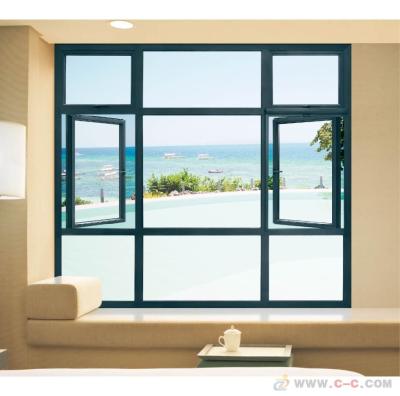 China Horizontal Aluminium Casement Window with Powder Coating - 1.4mm to 2.0mm Frame Thickness, 600mm to 2400mm Width Range for sale