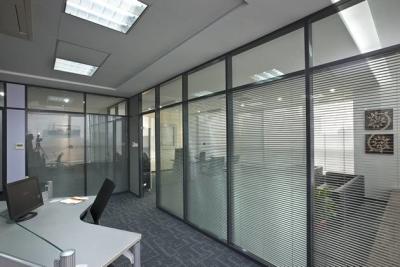 China Soundproof Aluminum Glass Office Partitions with 2.5mm Wall Thickness and Fire Prevention Certification for sale