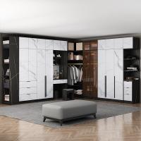 China Luxury Bedroom Wardrobe In Organge Color Door With Led Lighting for sale
