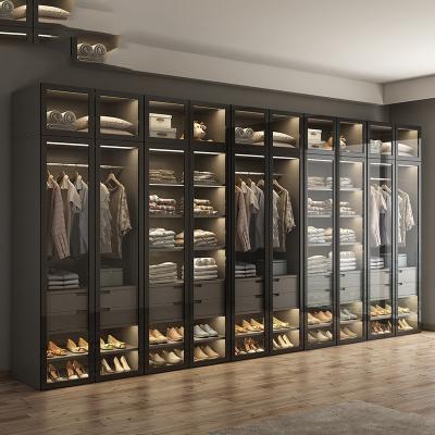 China 5M Luxury Italy Style Glass Door Wardrobe Closet In Bedroom Furniture for sale
