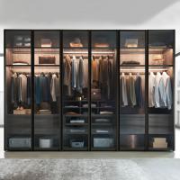China 5M Luxury Italy Style Glass Door Wardrobe Closet In Bedroom Furniture for sale