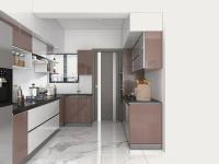 China L Shape 5M High Glossy Finish Modular Kitchen Cabinets With Counter Top And Wall Cabinet for sale