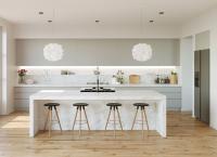 China Luxury Modern Design Kitchen Cabinet With Island Kitchen And Marble Top for sale