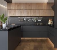China 18mm Walnut Wood Modern Modular Kitchen Cabinets 3D Customized for sale