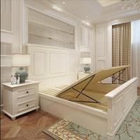 China Upholstered  Wood Storage Bed With USB Interface  Fabric Headboard for sale