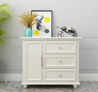 China Glass Door White Solid Wood Bedside Cabinets 3D / 2D Drawing Customized for sale