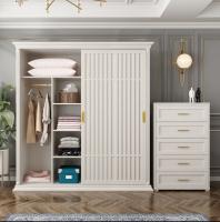 China 2 Sliding Door Modern White Wardrobe MDF Wooden Veneer Finish for sale