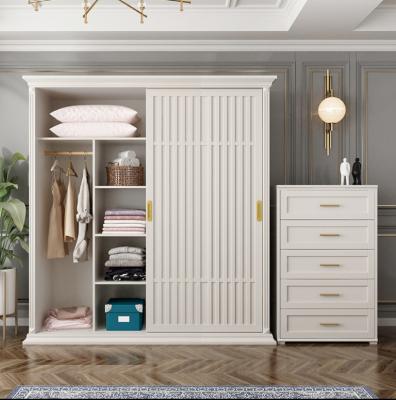 China 2 Sliding Door Modern White Wardrobe MDF Wooden Veneer Finish for sale