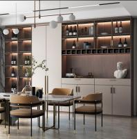 China The Wine Cabinet With Khaki Door Panels Contains Yellow Led Lights for sale