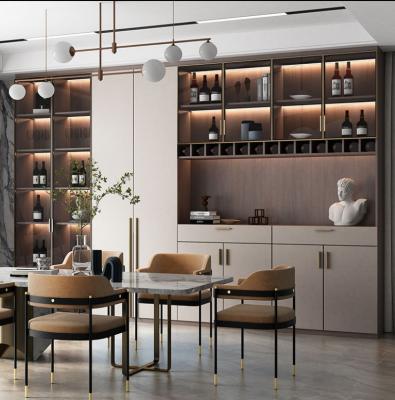 China The Wine Cabinet With Khaki Door Panels Contains Yellow Led Lights for sale