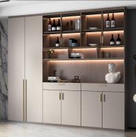 China The Wine Cabinet With Khaki Door Panels Contains Yellow Led Lights for sale