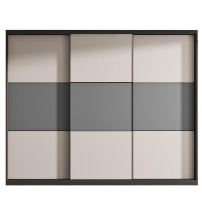 China Black Melamine  Wardrobe With 3 Sliding Door  For Bedroom Closets for sale