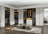 China Lacquer MDF Walk In Closet Wardrobe 2400mm Height White Door Black Cabinet for sale