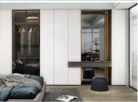China Lacquer MDF Walk In Closet Wardrobe 2400mm Height White Door Black Cabinet for sale