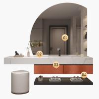 China Soft Closing Illuminated Bathroom Mirror Cabinet Orange Stripe Watertight Plywood for sale