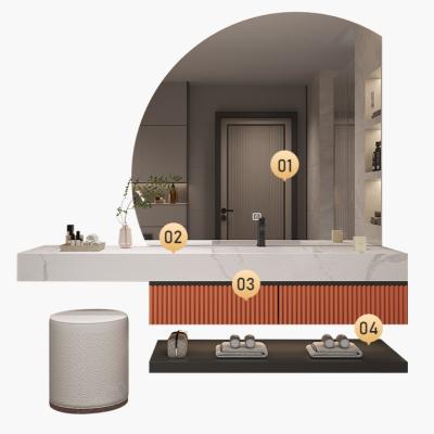 China Soft Closing Illuminated Bathroom Mirror Cabinet Orange Stripe Watertight Plywood for sale