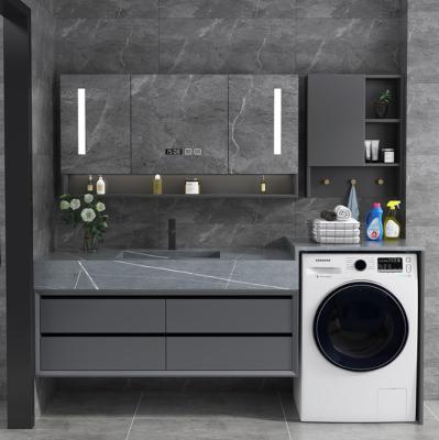 China Young Style LED Bathroom Mirror Cabinet Gray Topcoat Watertight Plywood for sale