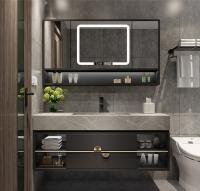 China Black Lacquer Contemporary Bathroom Cabinets Rectangle Wash Basin Mirror Cabinet for sale