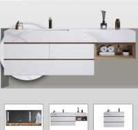 China Stone Top Contemporary Bathroom Cabinets White Color With 2 Drawer for sale